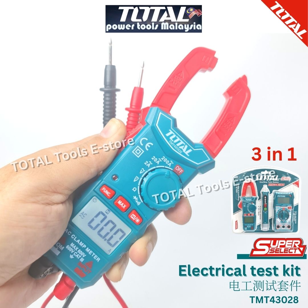 TOTAL 3 in 1 Electrical test kit / Digital Multimeter / Digital AC ...