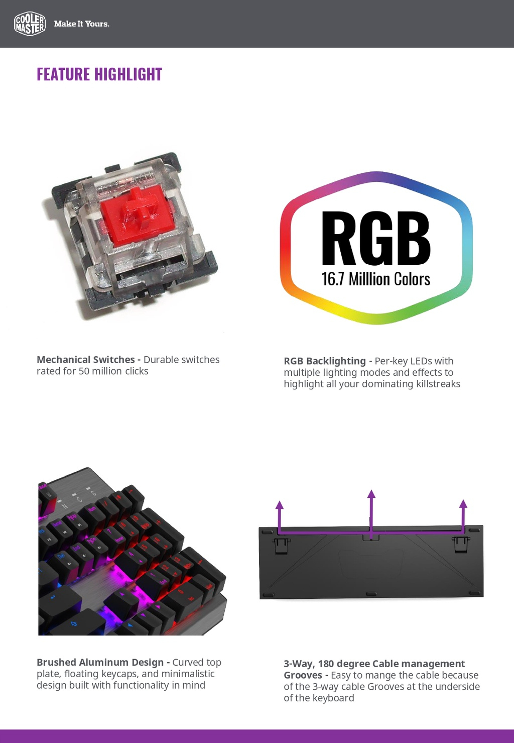 Cooler Master CK350 CK-350 RGB Mechanical Gaming Keybord (OUTEMU BLUE ...