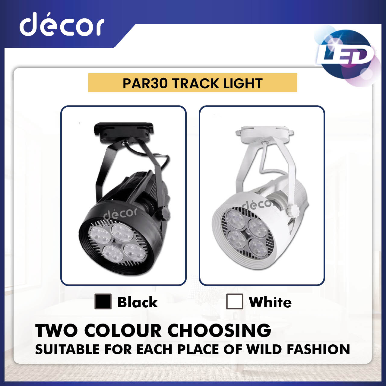 LED Track Light PAR30 Casing PAR30 BULB Mentol Black / White E27 Holder ...