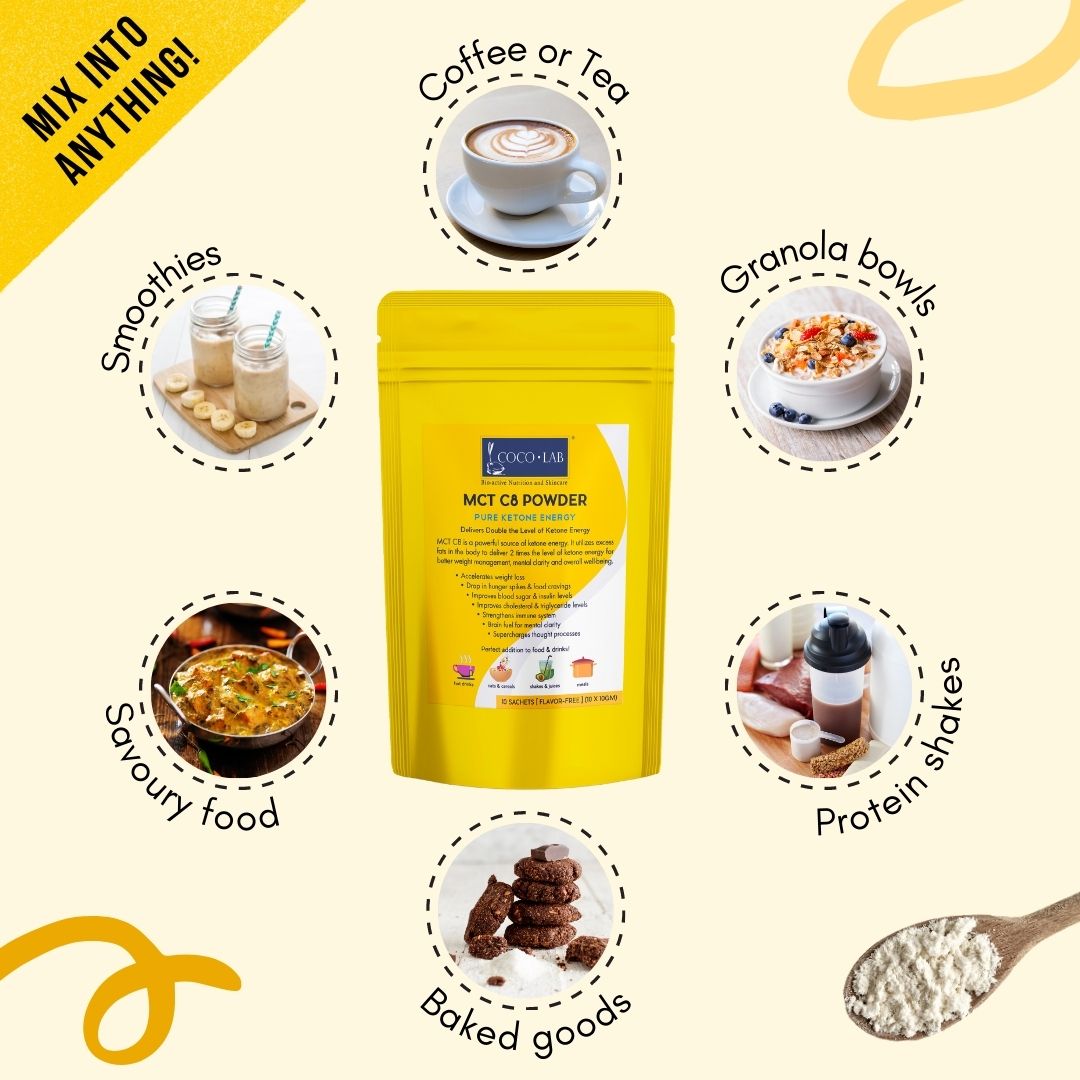 MCT C8 Powder Sachet by COCOLAB (Medium Chain Triglycerides 100% Pure ...