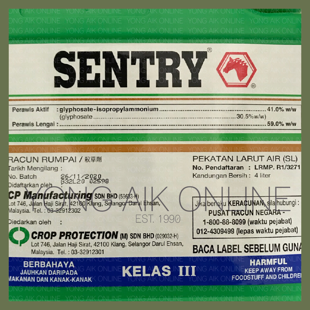 4L Racun SENTRY Glyphosate 41% | Racun Rumput | Herbicide | Weed Killer ...