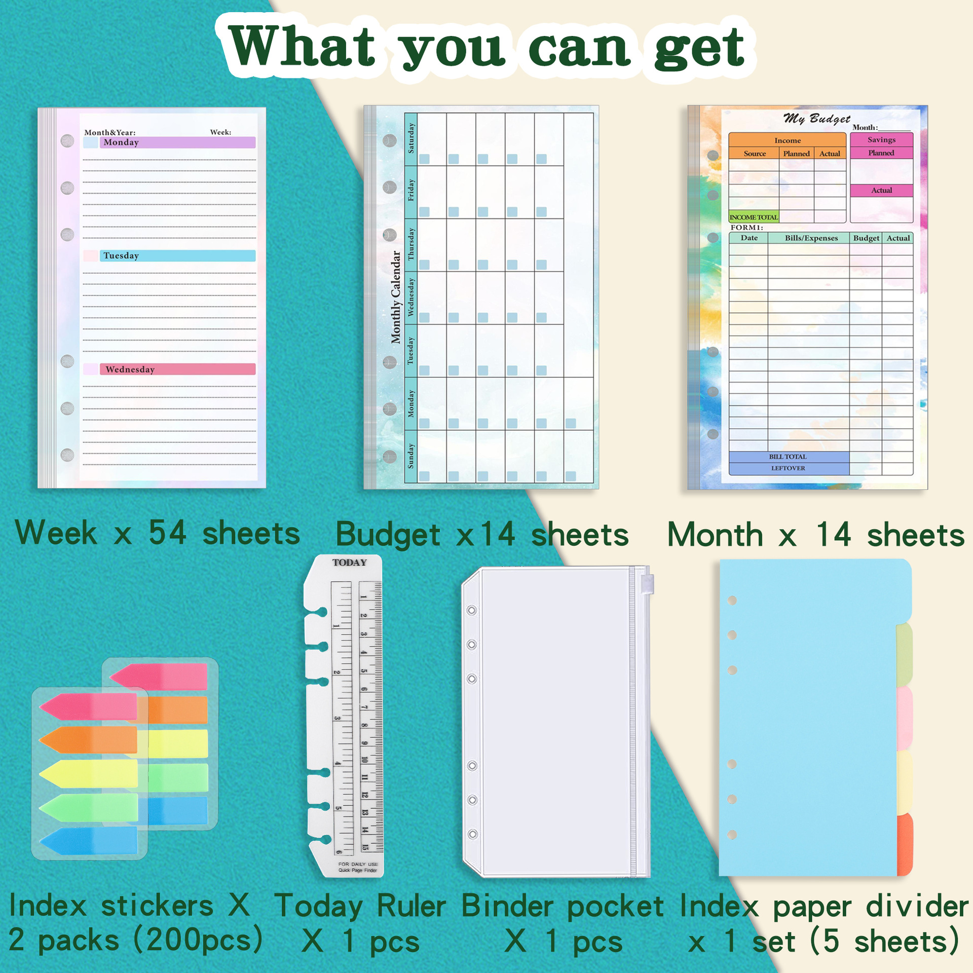 164 Sheets A6 6 Holes Loose Leaf 100g Writing Paper Notebook Refill ...