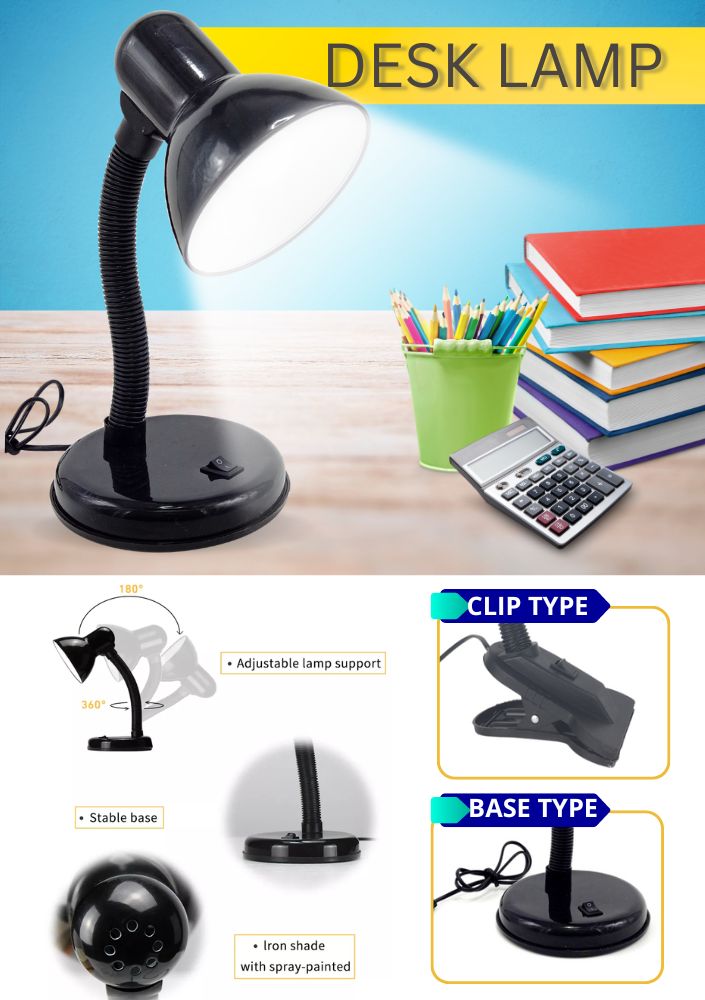 E27 Study Lamp Lampu Meja Belajar Desk Lamp E27 Bulb Table Lamp Clip ...