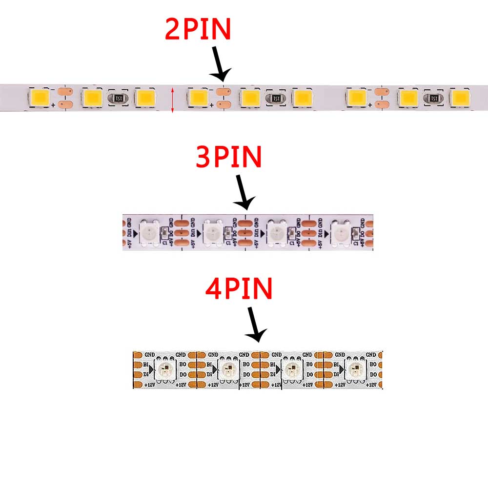 2 Pin 3 Pin 4 Pin 5 Pin 6 Pin LED Strip Connector 8MM, 10MM, 12MM T & L ...