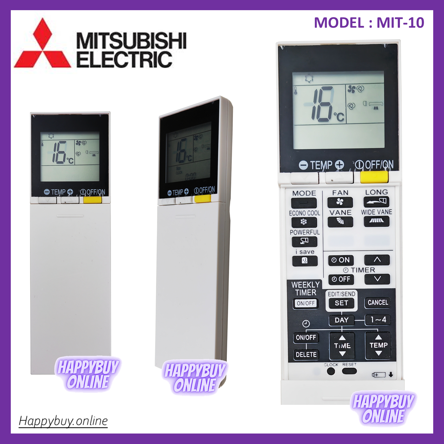 Mitsubishi Electric Air Conditioner Remote Control Mit-10 Remote Aircond Mitsubishi Air Cond ...