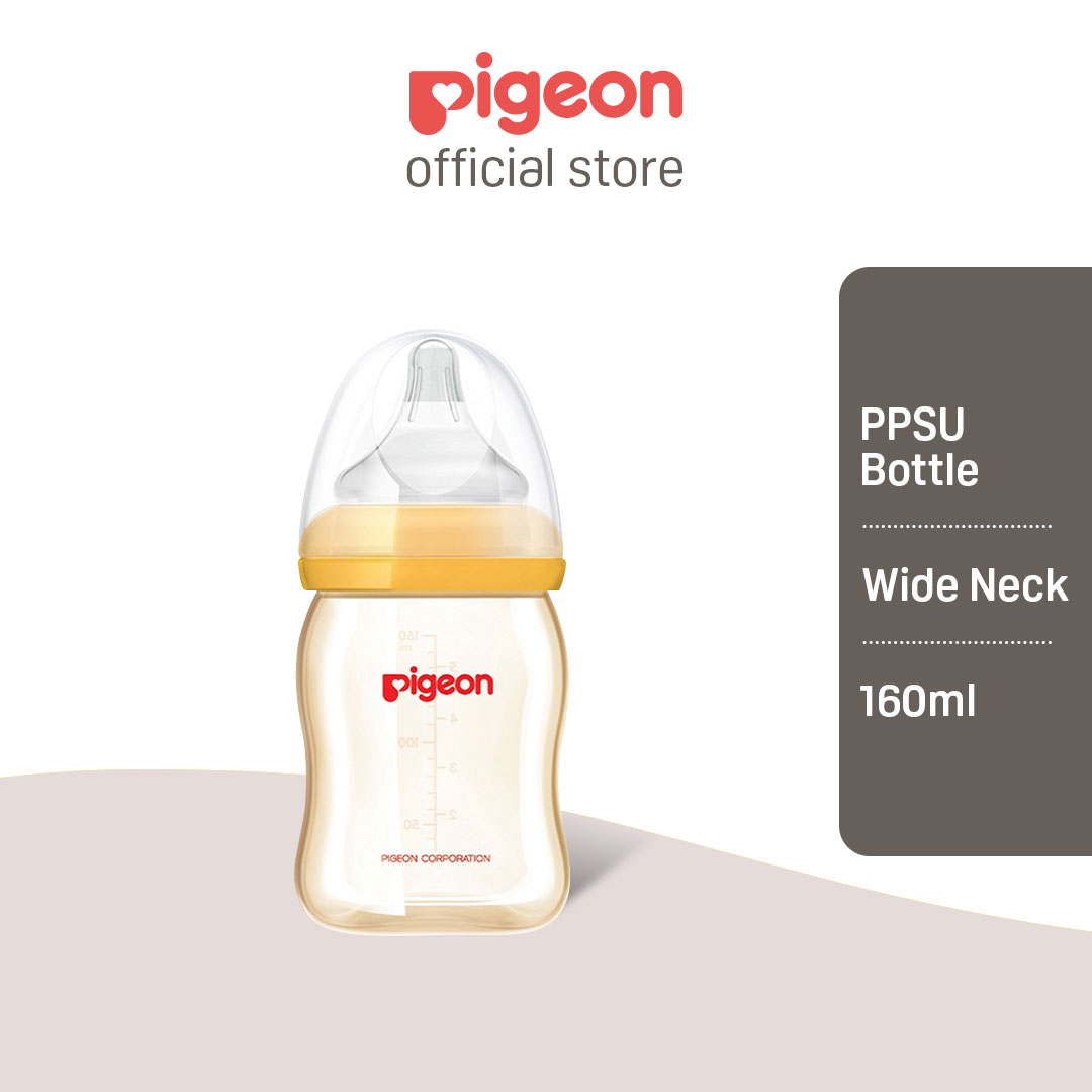 PIGEON SofTouch Wide Neck PPSU Nursing Bottle + Wide Neck Glass Nursing Bottle Bee (160ml ...