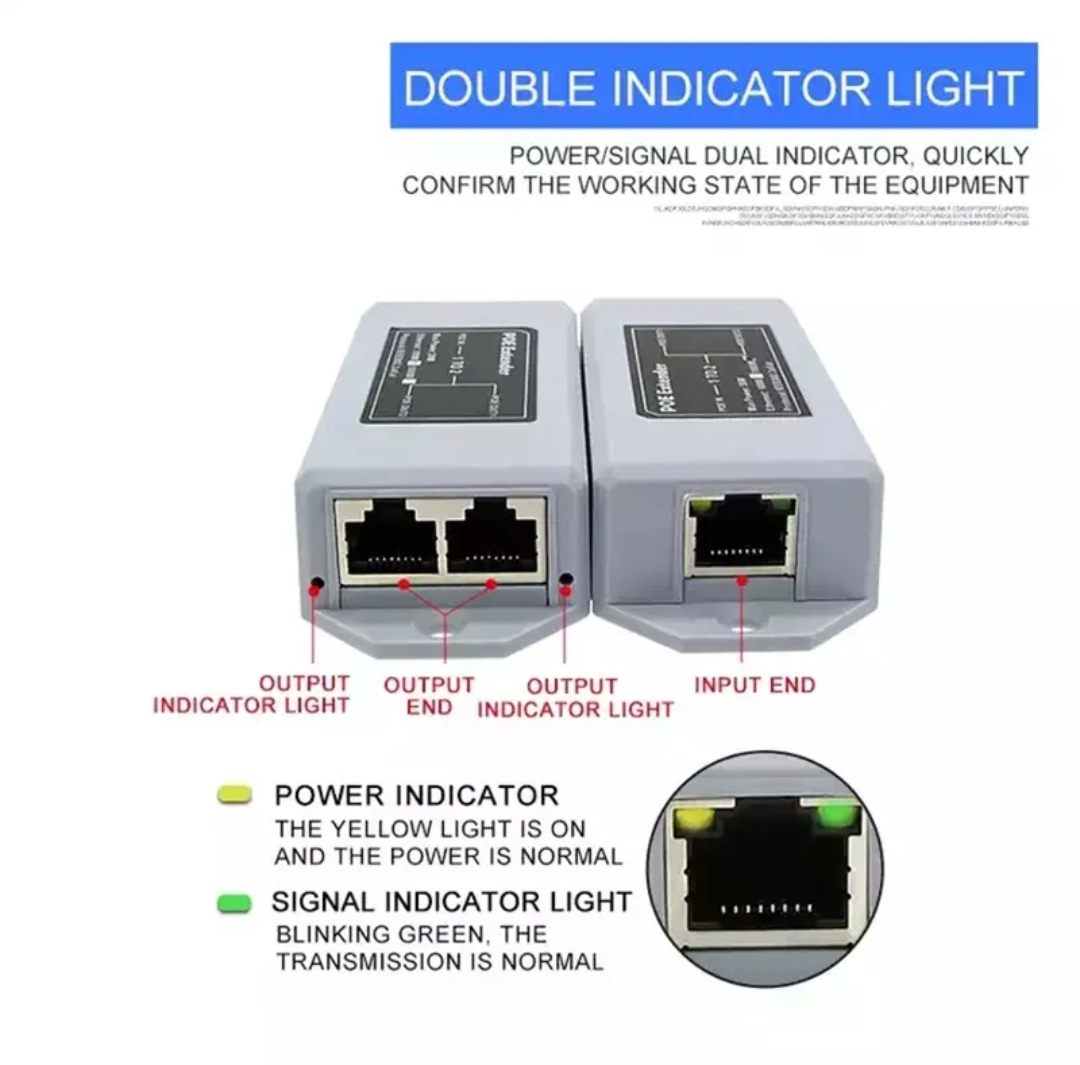 1 In 2 Out POE Network Extender / POE Repeater - 100/1000Mbps For CCTV ...