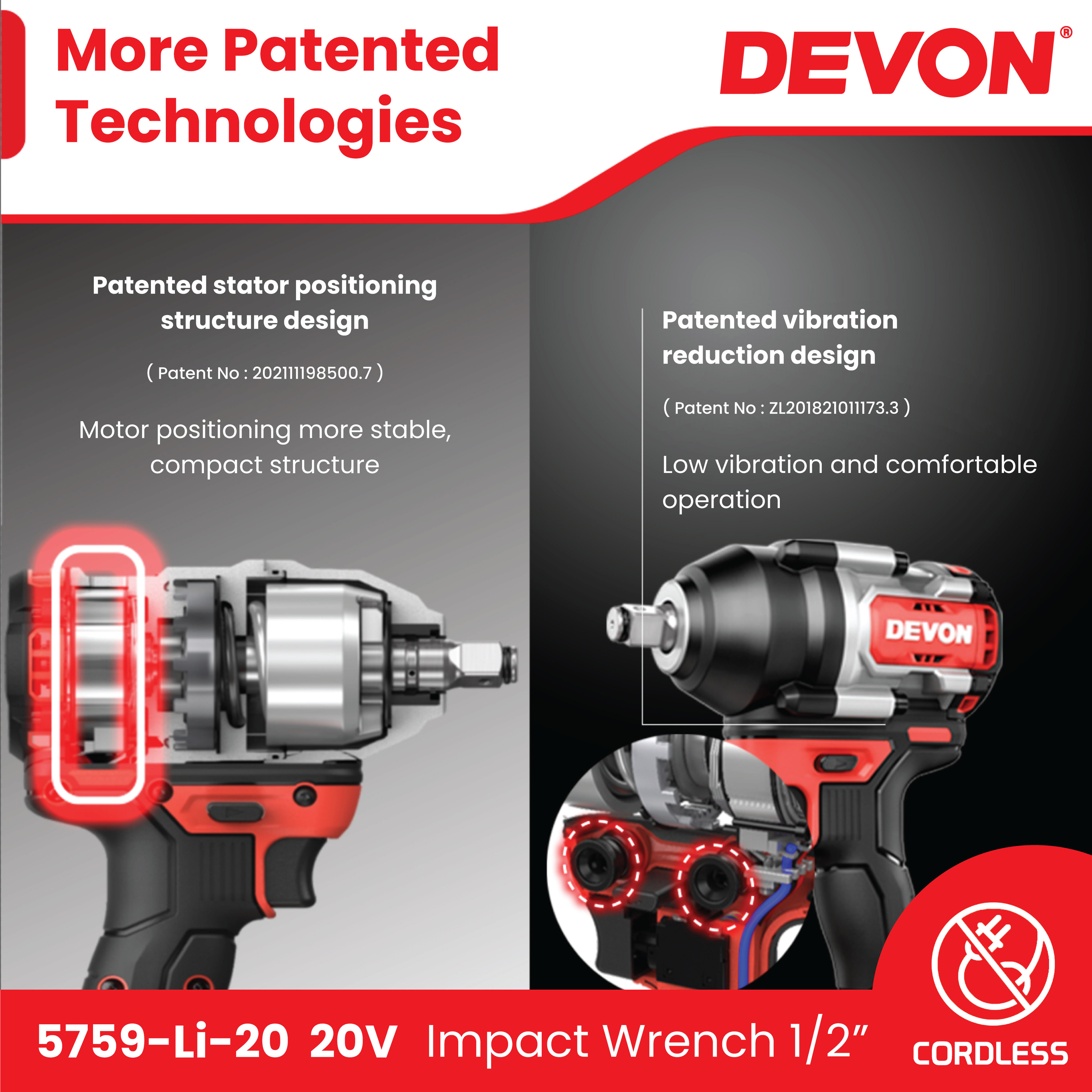 DEVON 5759-Li-20 20V Lithium-Ion Brushless Cordless Impact Wrench 1/2" | Shopee Malaysia