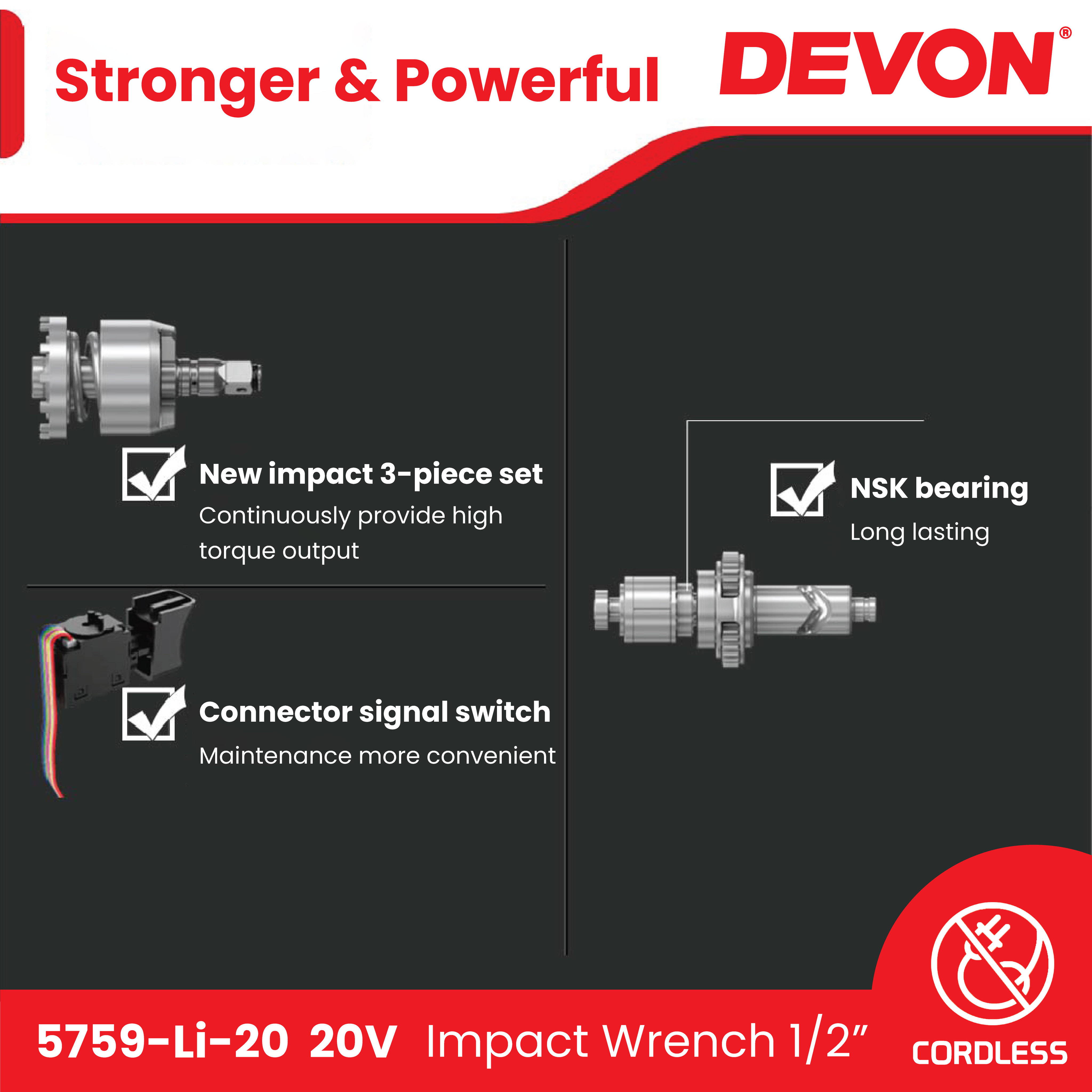 DEVON 5759-Li-20 20V Lithium-Ion Brushless Cordless Impact Wrench 1/2" | Shopee Malaysia