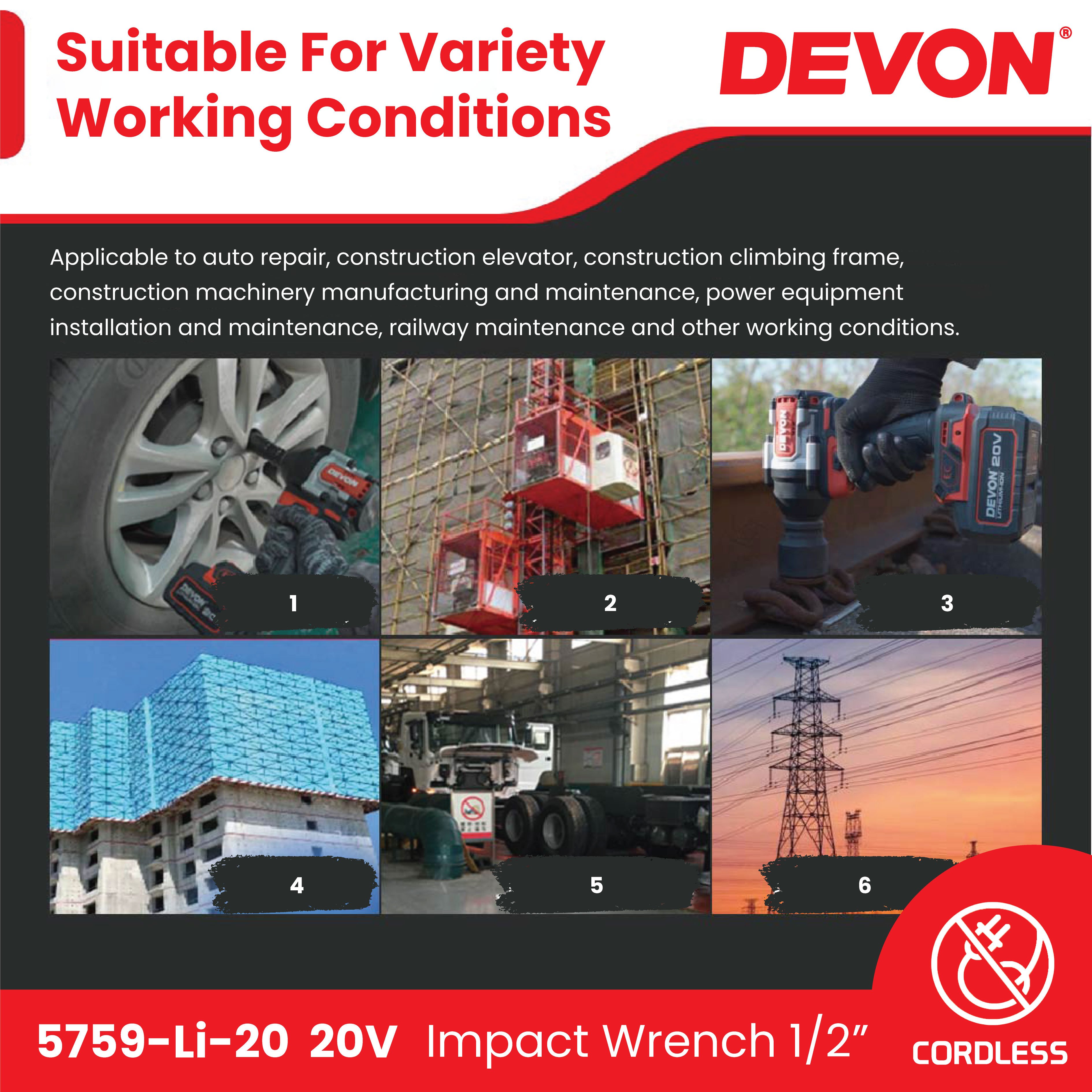 DEVON 5759-Li-20 20V Lithium-Ion Brushless Cordless Impact Wrench 1/2" | Shopee Malaysia