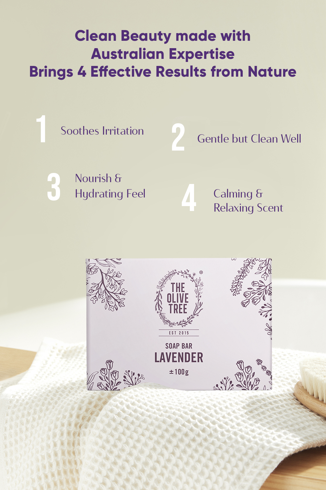 The Olive Tree Lavender Soap / Sabun Lavender (100gx2) / For Relaxation ...