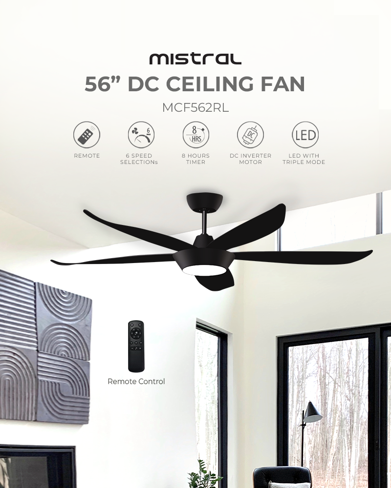 MISTRAL 56" Remote Control DC Ceiling Fan with LED Light ( MCF562RL ...