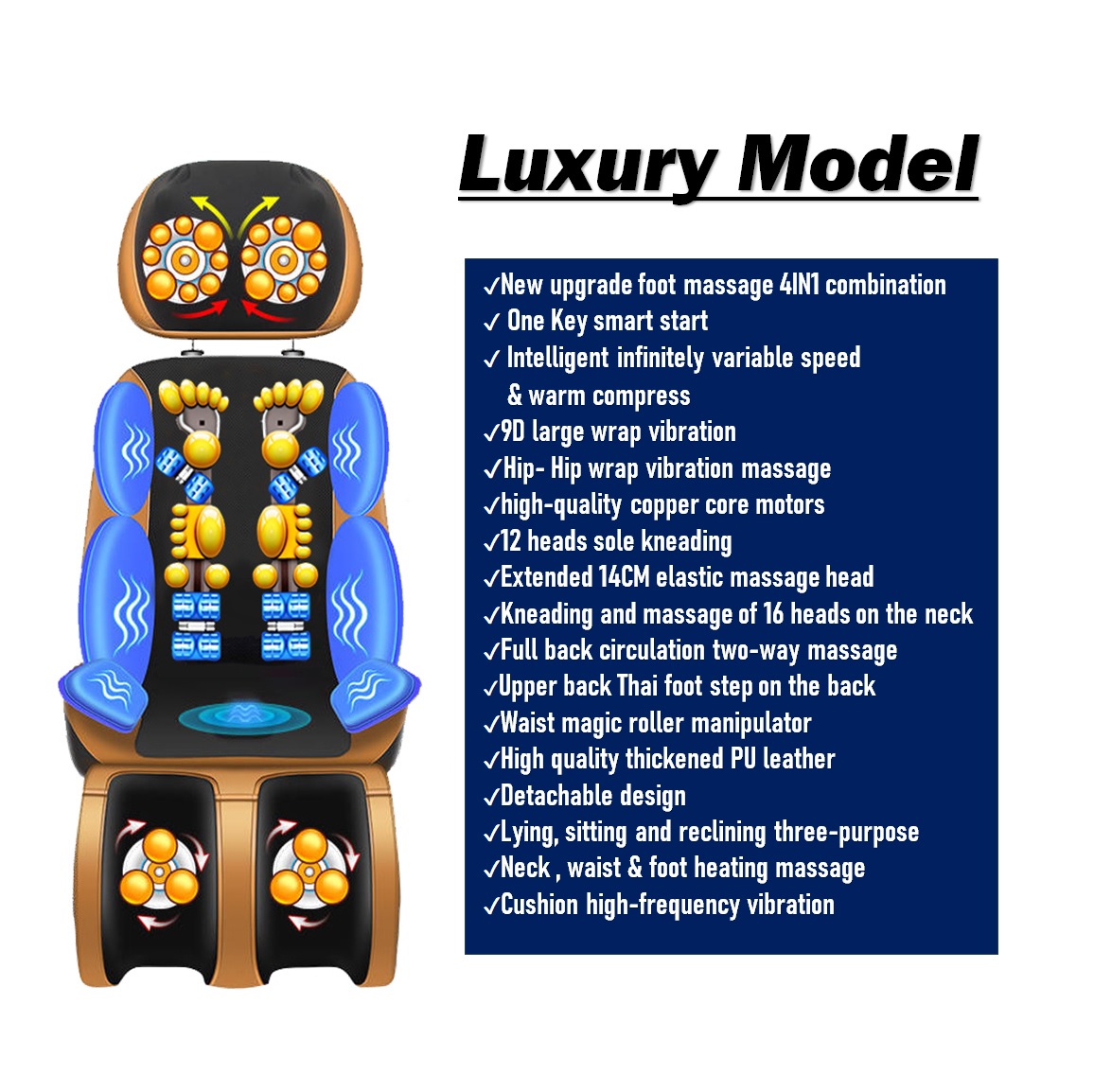 Upgrade Electric Full Body Massage Chair Neck Back Waist Leg Massager ...