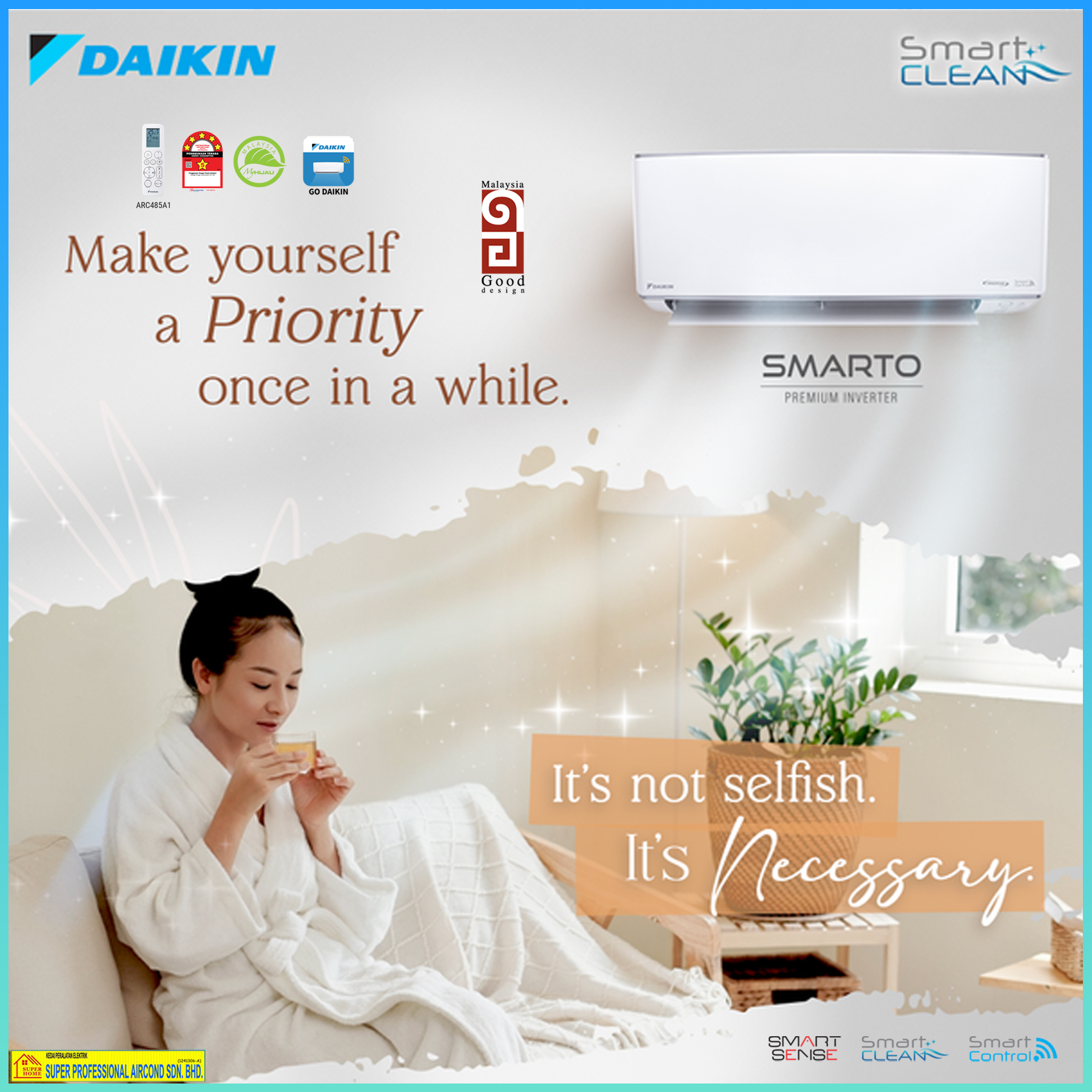 Program NUR Seda Daikin SMARTO Premium Inverter Air conditioner 1.0hp ...