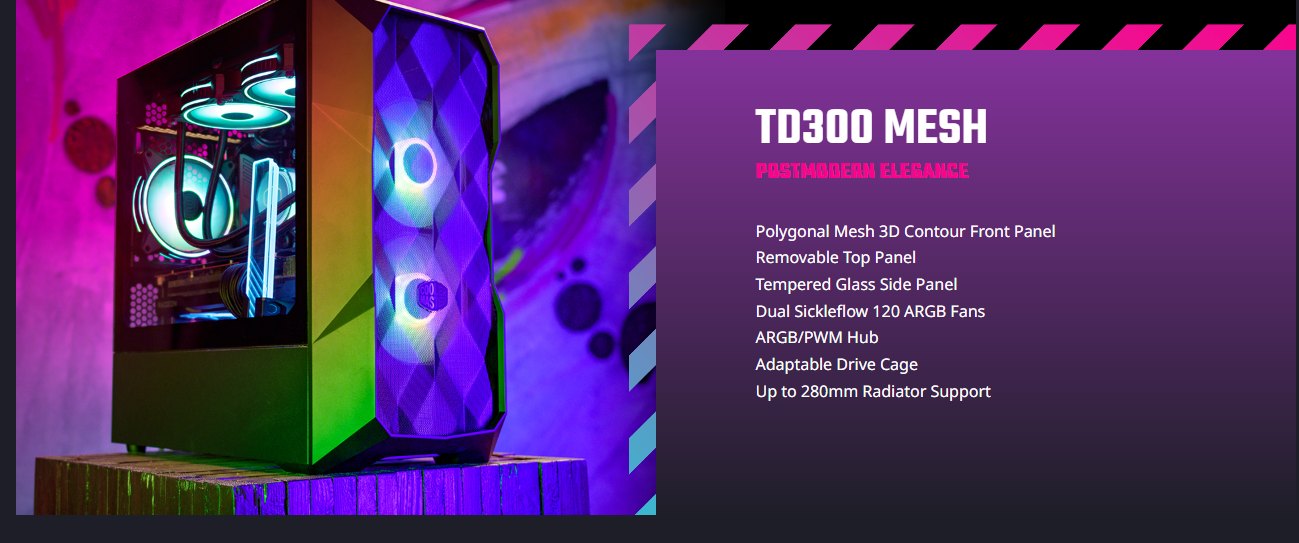 COOLER MASTER TD300 MESH MINI TOWER MATX CASING ( BLACK / WHITE ...