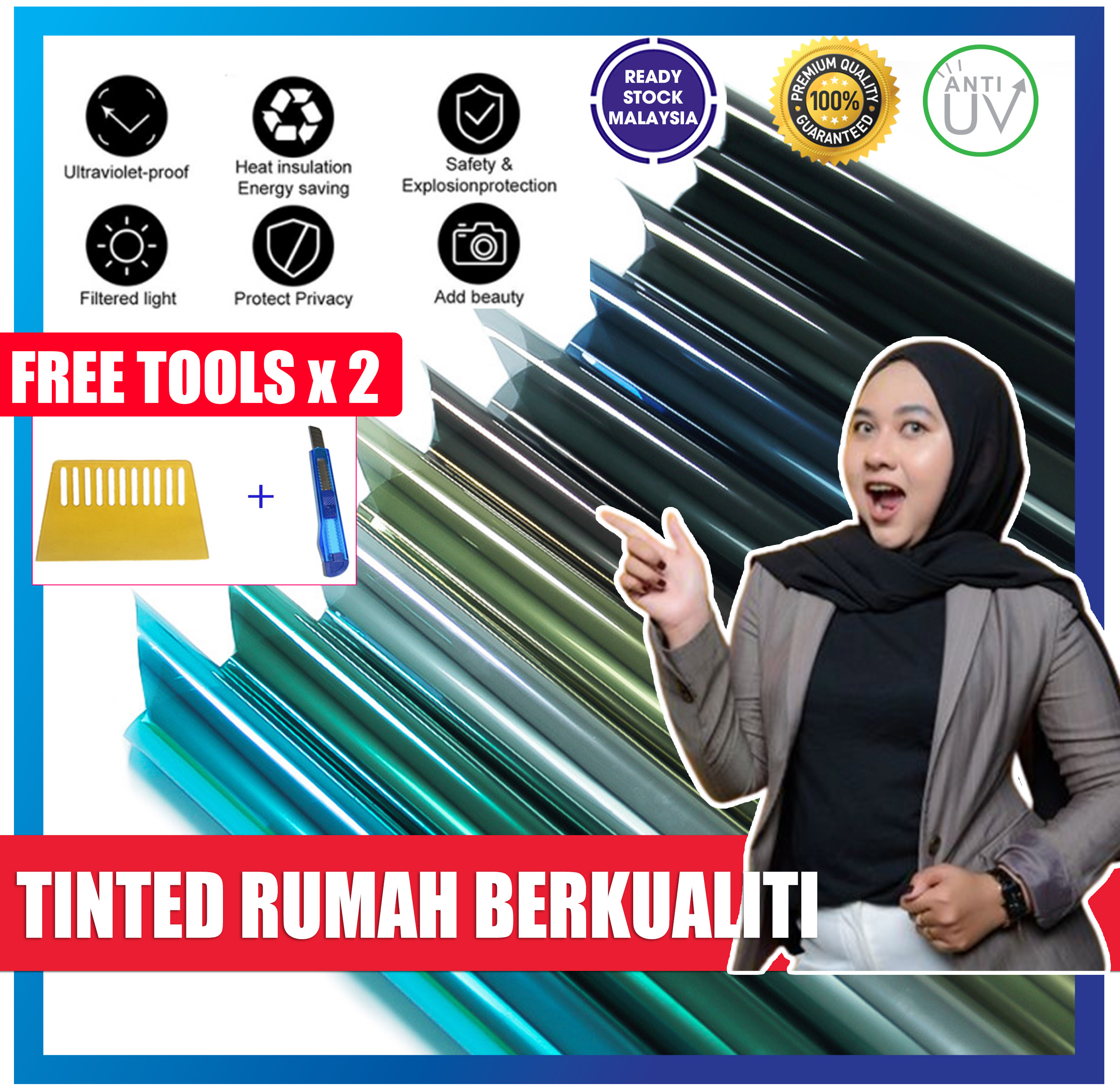 ZALALO Tinted Rumah Anti UV Fully Privacy Black Film Window Tint Anti ...