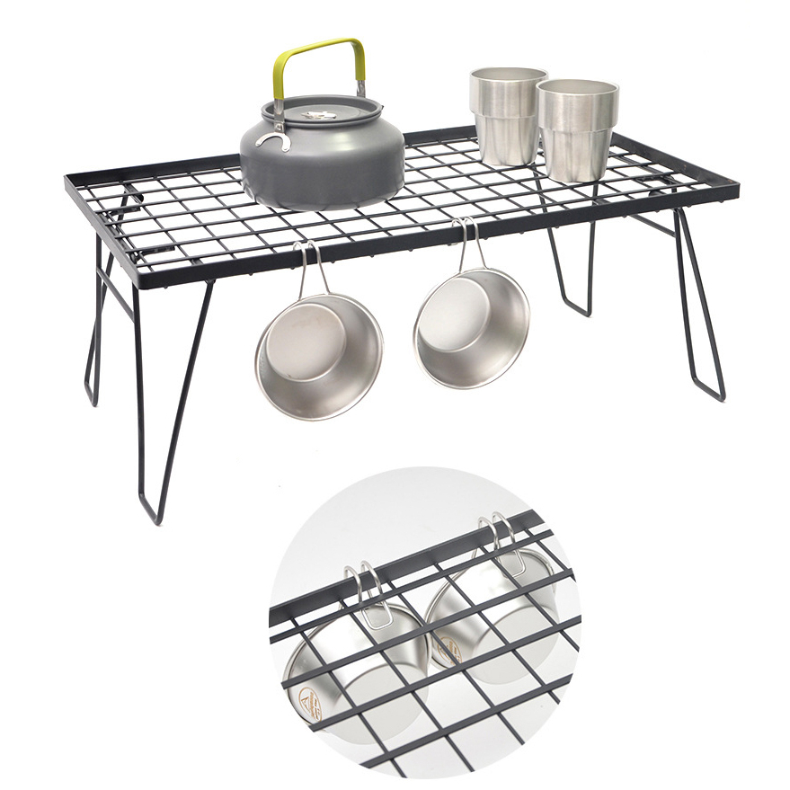 ISE Mount Iron Steel Mesh Camping Rack Table Foldable Portable Stacking ...