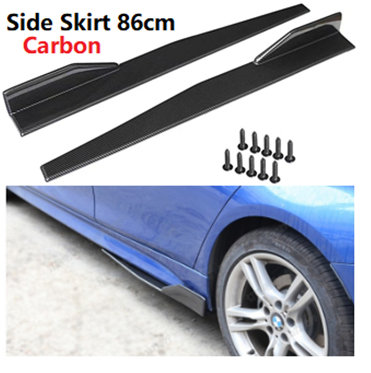 Universal Car Side Skirt BLACK Extensions Rocker Panel Splitters Lip ...