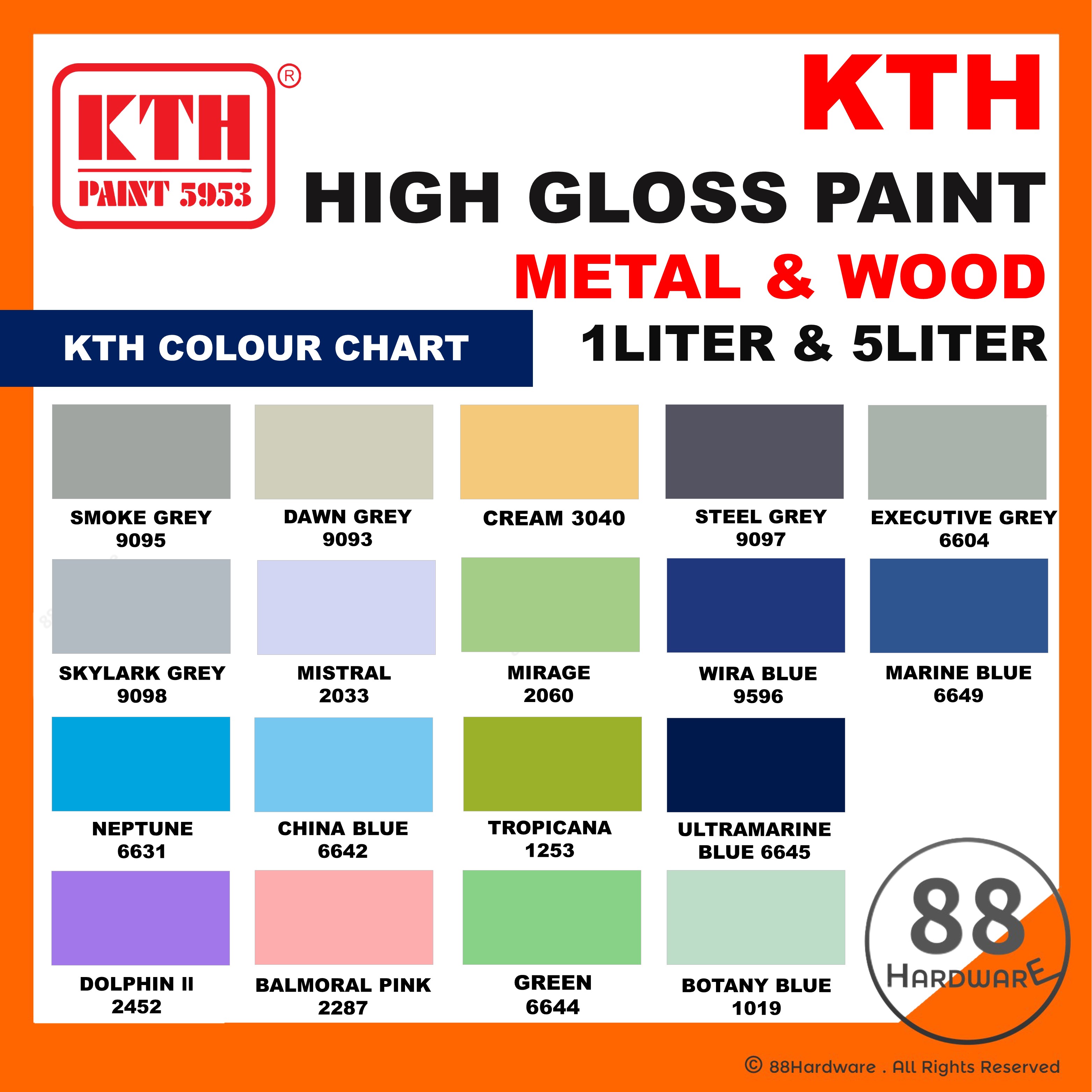 【FAST DRY】1L KTH 5953 K-996 cat kayu kilat / cat minyak kayu / wood paint / cat besi metal paint ...