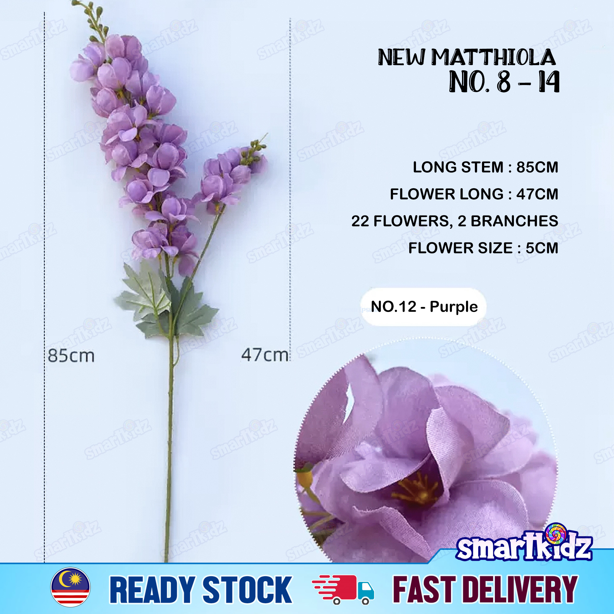 [1 stalk] Matthiola Flowers Artificial Flowers | Snow Cherry Blossom ...