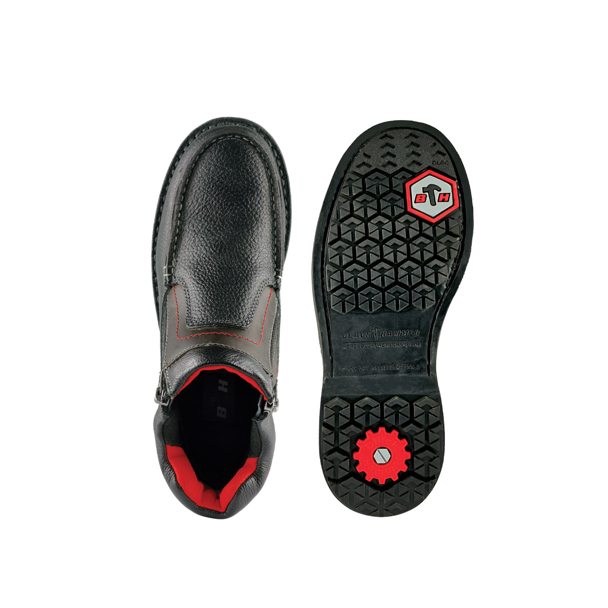Black Hammer Men Mid Cut with Double Zip Safety Shoe BHS26611 | Shopee ...