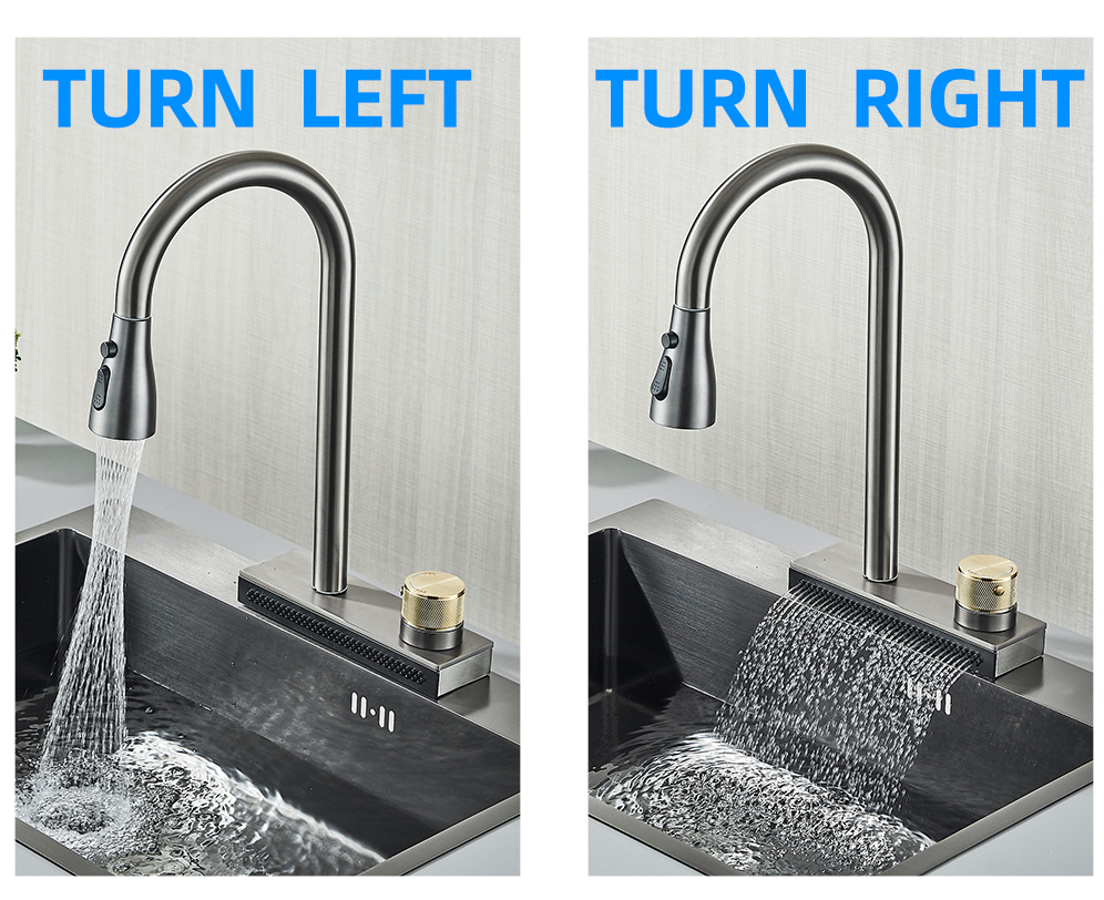 Waterfall Faucet Sink Kitchen Faucet Pull Out Water Tap Mixer Tap ...