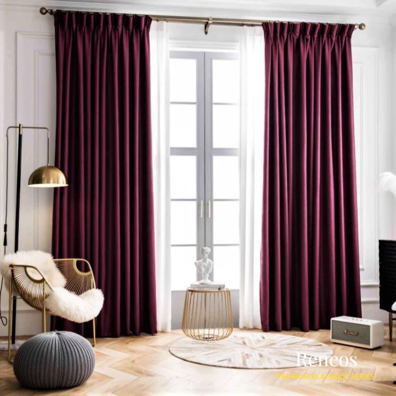 RENEOS Premium 99% Blackout Curtain 250cm Height Window Langsir Sliding ...