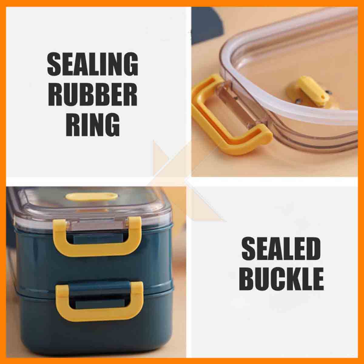 【K-Home】Tupperware Lunch Box 304 Stainless Steel Airtight Bento Bekas ...