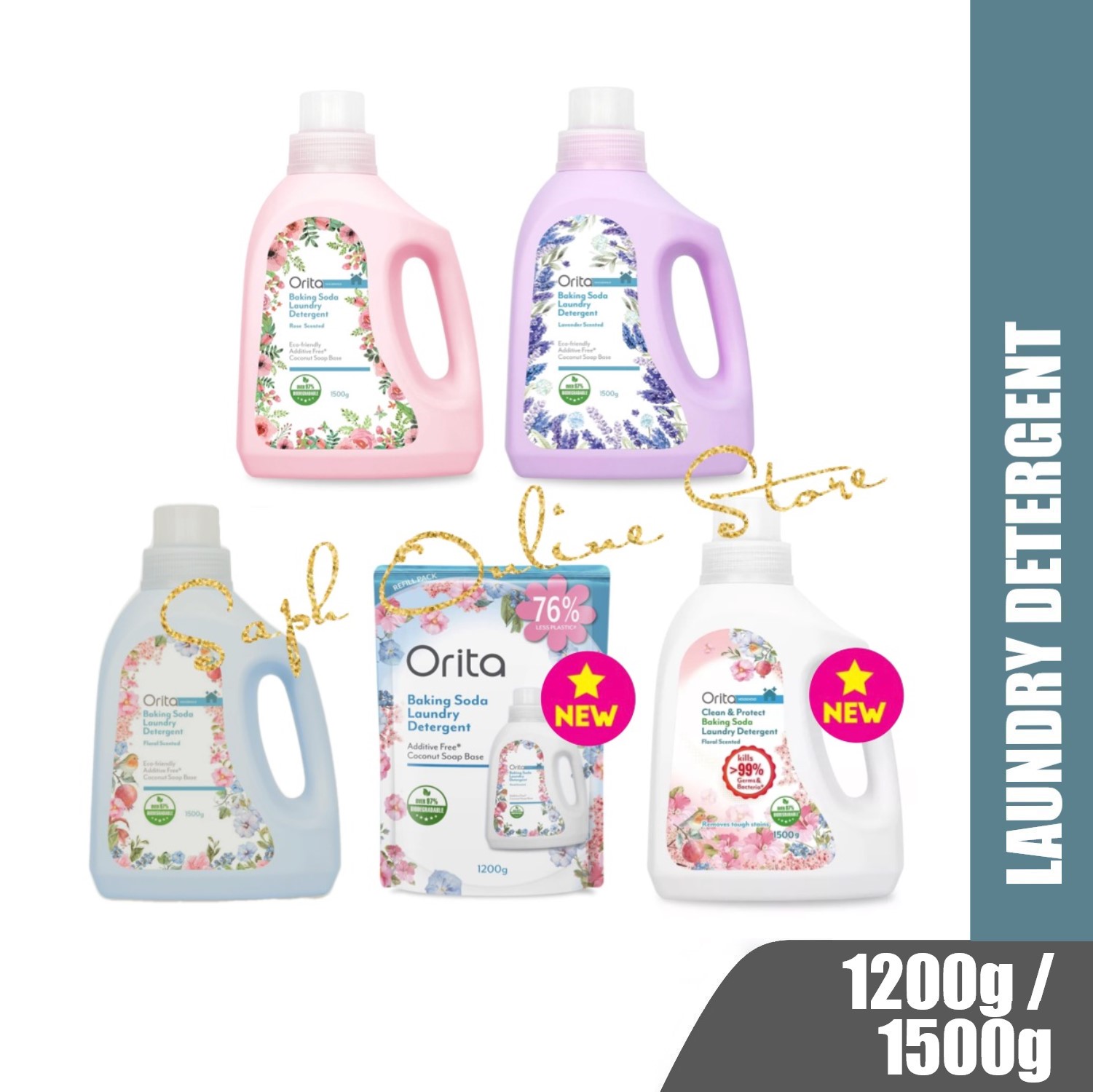 ORITA Baking Soda Laundry Detergent 1.5kg / 1.2kg - Floral / Rose ...