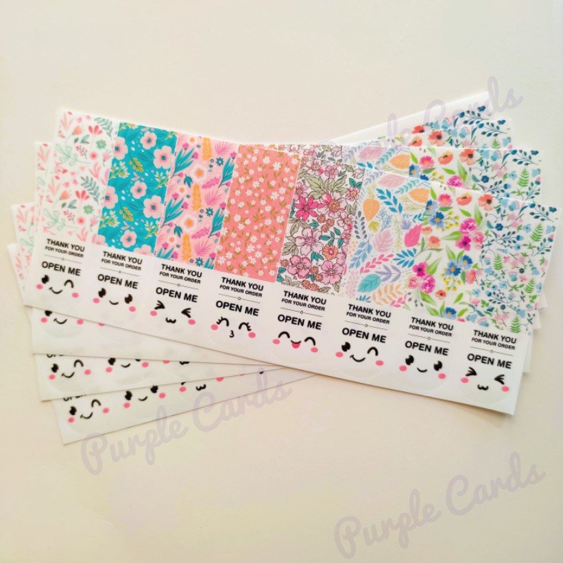 32pcs Thank You Sticker Box Seal / Packaging / Flower Emoji Design ...