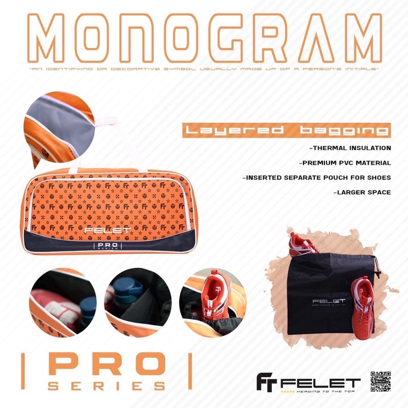 FELET MONOGRAM PRO SERIES Badminton Racquet Backpack Double Bag Double ...