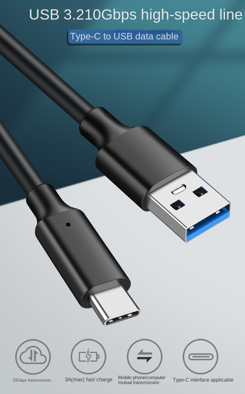 USB3.2 10Gbps Type C Cable USB A to Type-C High Speed Data Transfer SSD Hard Disk Quick Charge ...