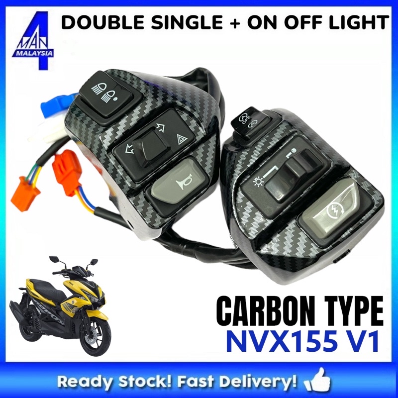 FREE RELAY CARBON NVX V1 NVX155 HANDLE SWITCH L/H R/H DOUBLE SIGNAL PNP ...