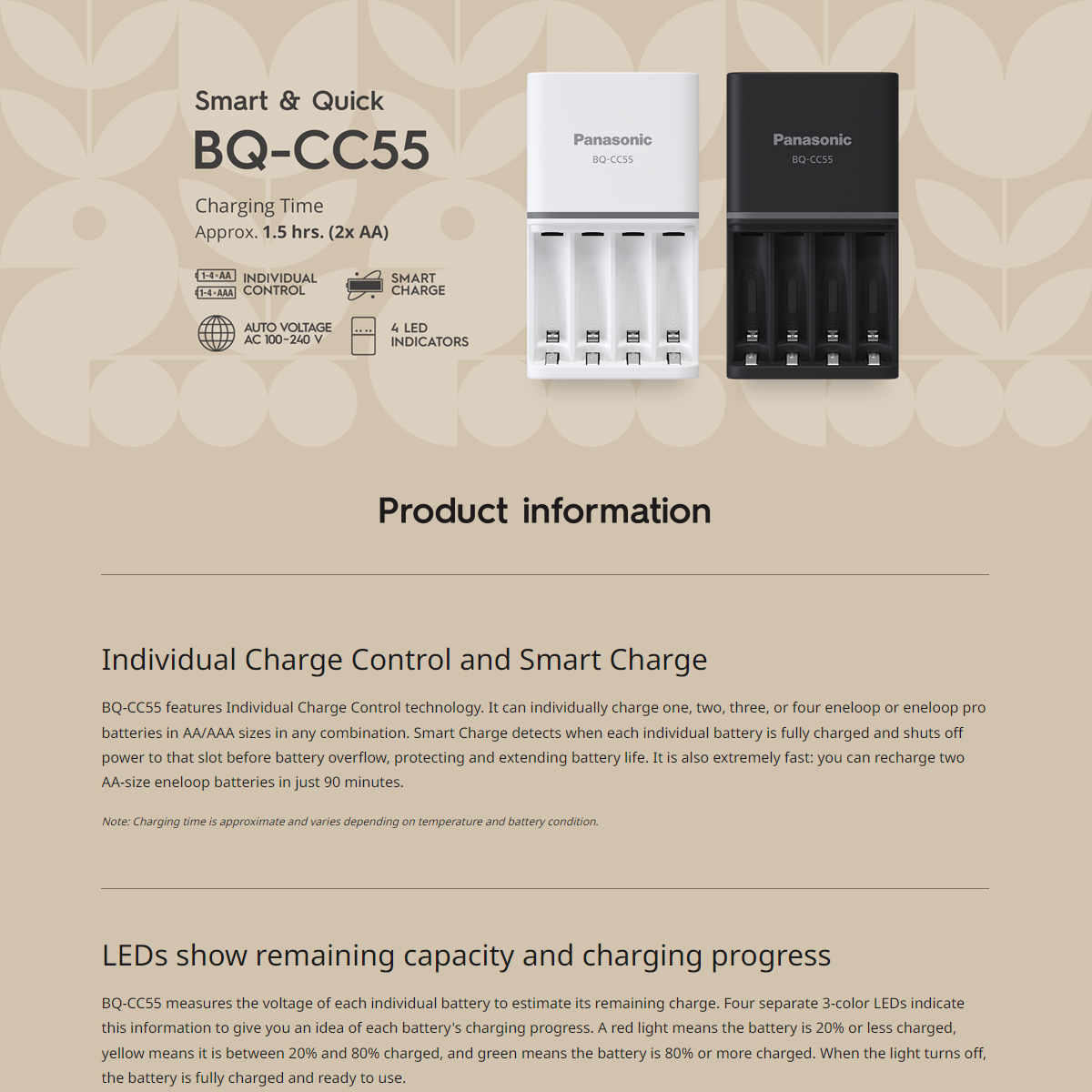 Panasonic Eneloop Pro Battery Charger Smart & Quick Charger + Eneloop ...