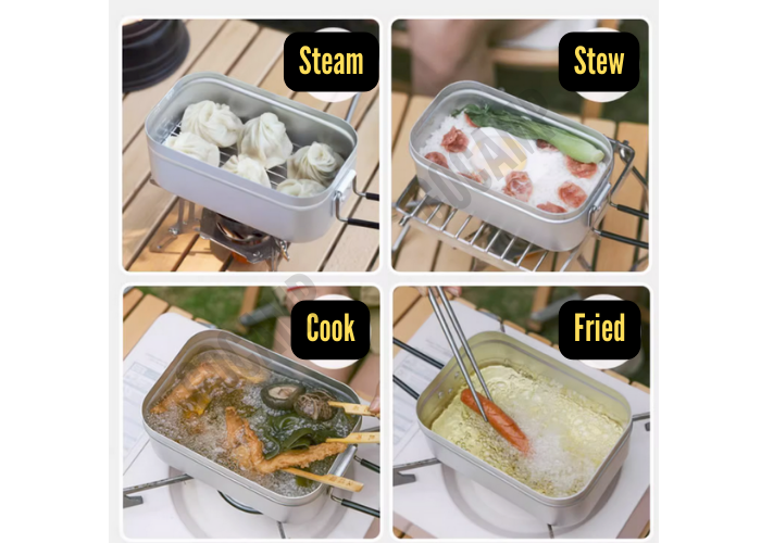 Ultralight Aluminium Mess Tin With Cover British Army Foldable Handle ...
