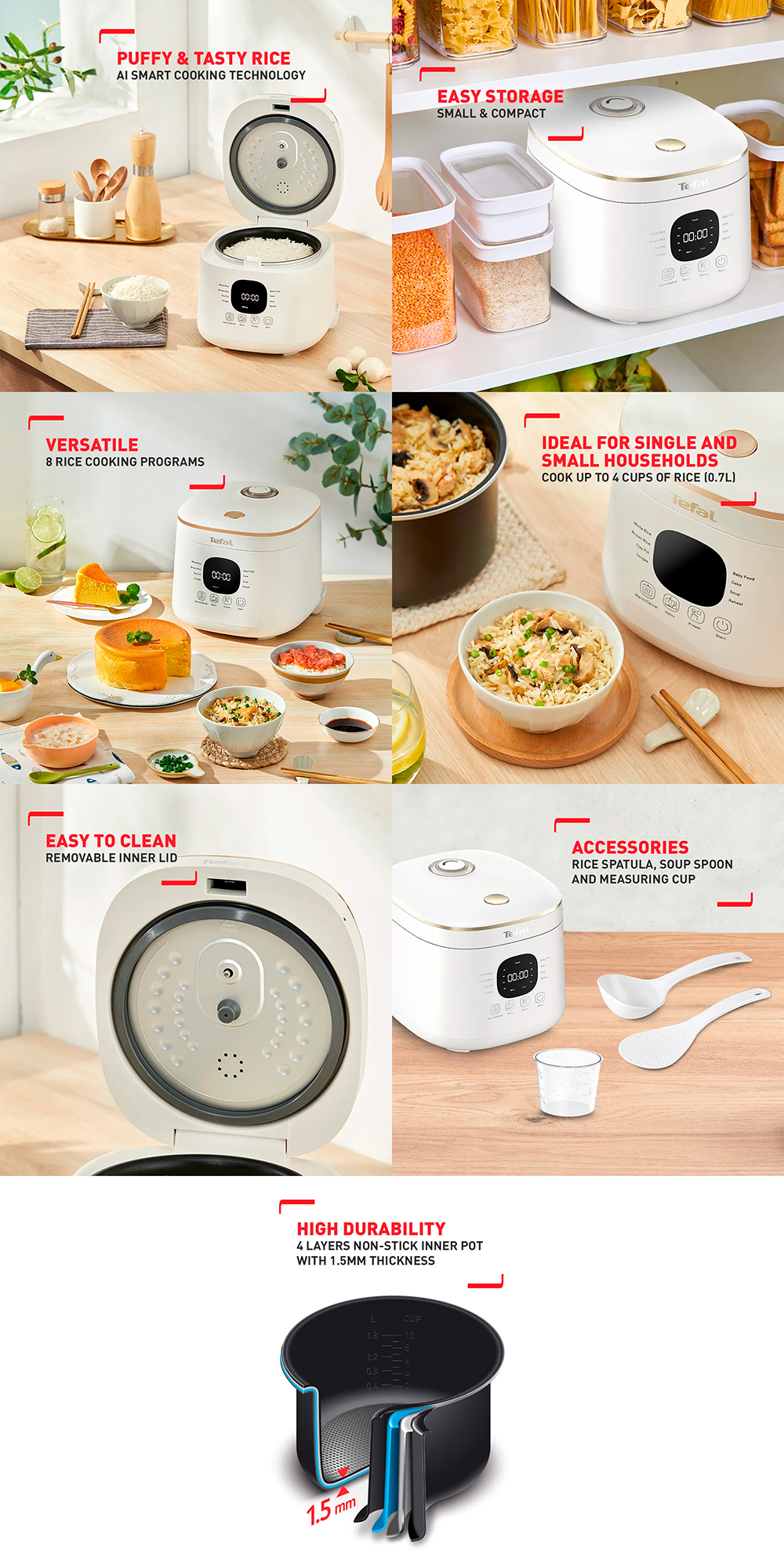 Tefal RK5151 0.7L Rice Mate Mini Fuzzy Logic Rice Cooker | ESH | Shopee ...