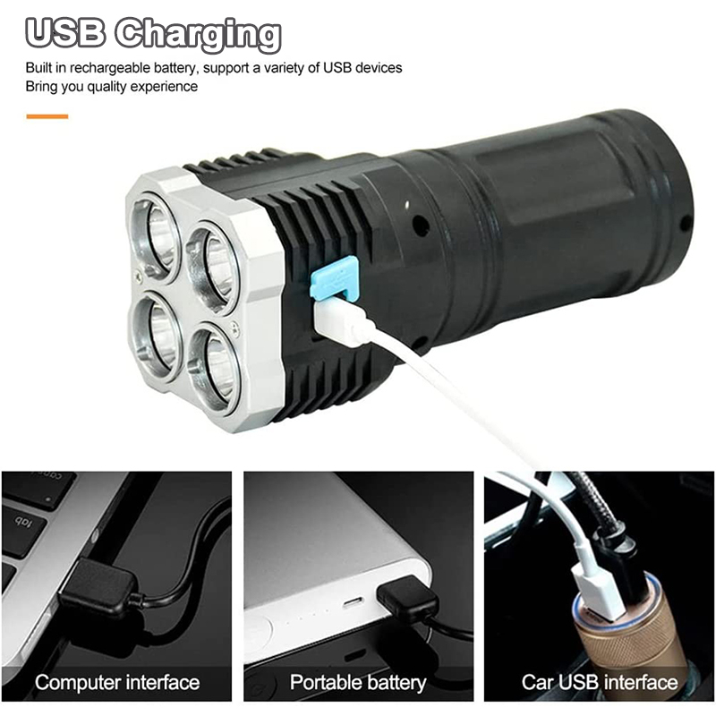 𝟰 𝗟𝗜𝗚𝗛𝗧 𝗠𝗢𝗗𝗘𝗦 》4 LED COB Torchlight Waterproof Rechargeable Torch Light ...