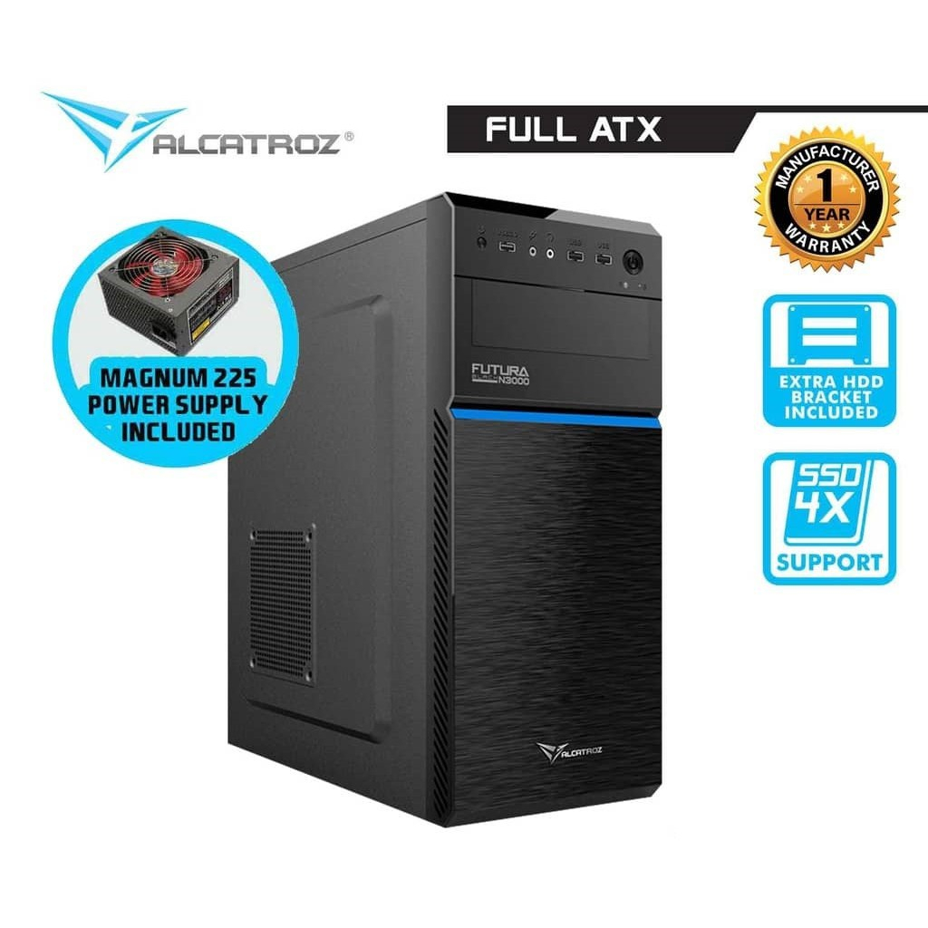 Alcatroz Futura Black N3000 ATX PC Case with 450 Watts Power Supply PC ...