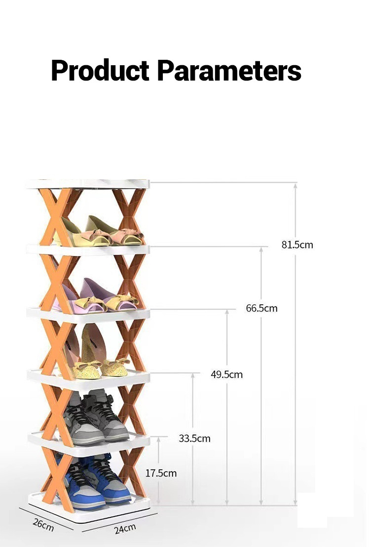 DIY X Type 6 Tiers Stackable Shoe Storage Organizer Simple Assembled ...
