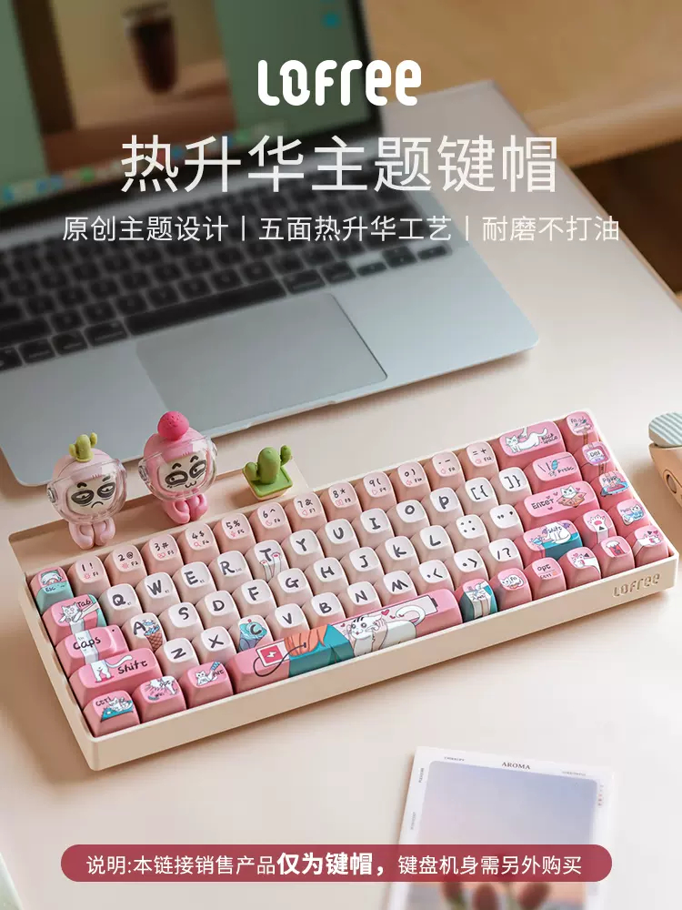 Lofree Touch PROFILE DYE-Sub PBT Keycap Theme Set - Frog/Cotton Candy ...