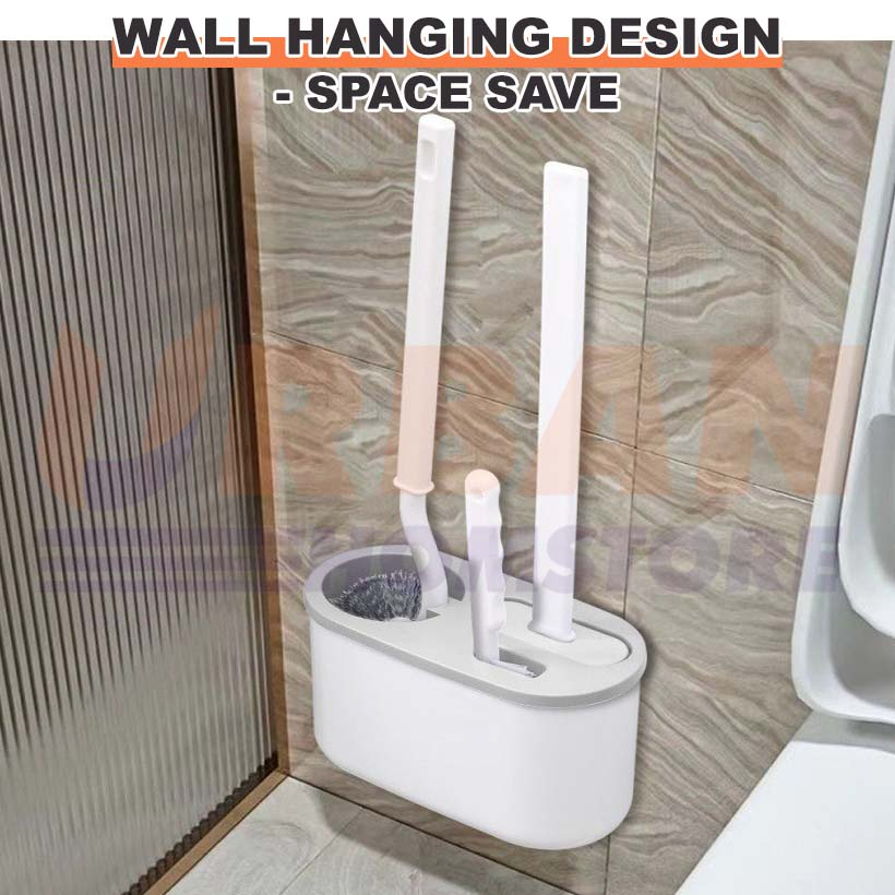 UBH 3 IN 1 Toilet brush Berus toilet Silicone Wall mounted Bathroom ...