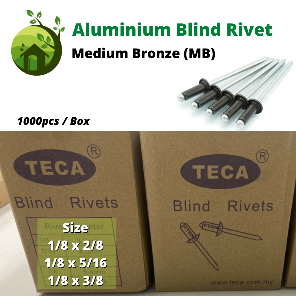 [1000pcs] 1/8” (MB) Medium Bronze Aluminium Blind Rivet/ Mata Ribet ...