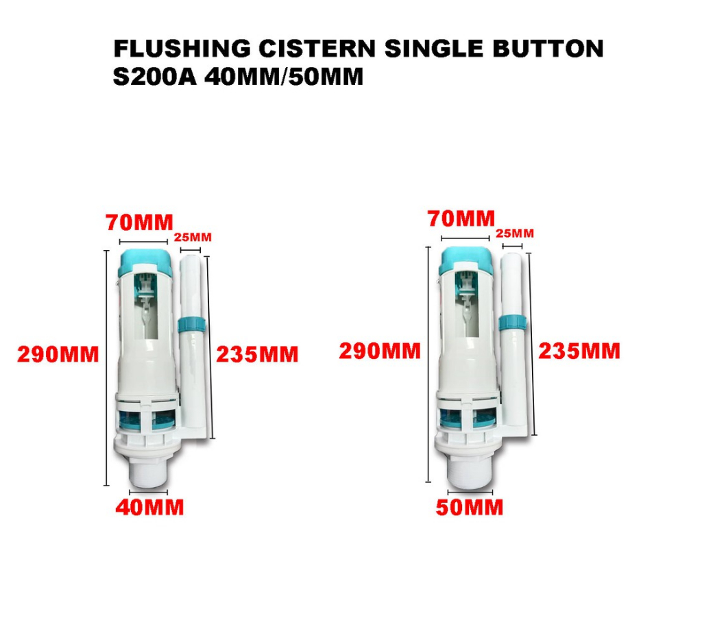 Bathroom Toilet Cistern Push Button Siphon Single Flush Liftup Valve ...