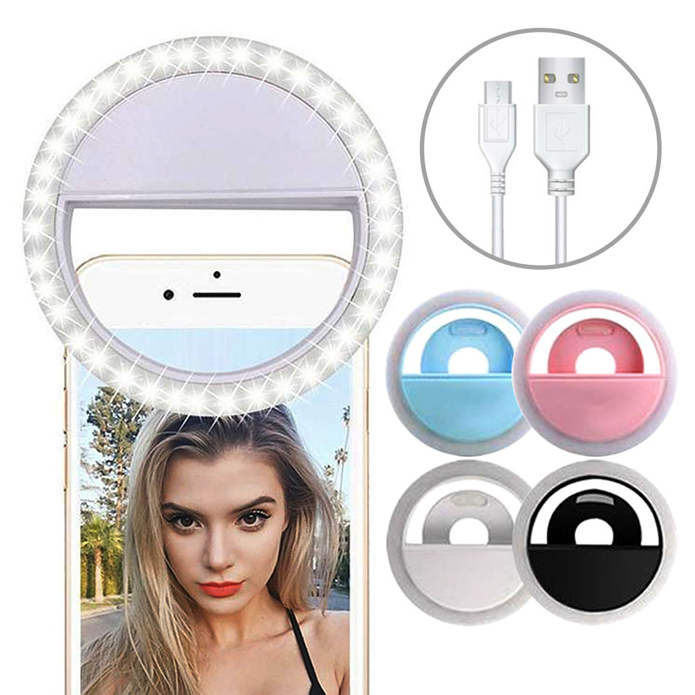 𝟯 𝗟𝗘𝗩𝗘𝗟 𝗕𝗥𝗜𝗚𝗛𝗧𝗡𝗘𝗦𝗦 36 LED Selfie Ring Light Lamp Clip Rechargeable ...