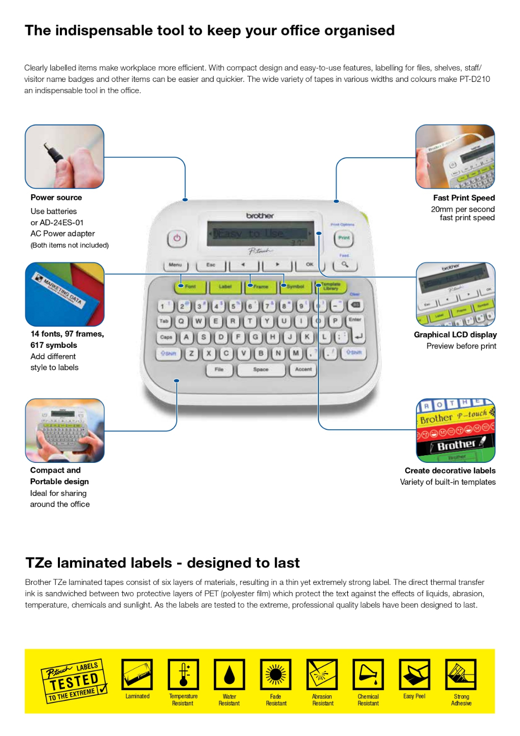 Brother P-Touch PT-D210 Desktop Label Printer for Home Use - Print Up ...