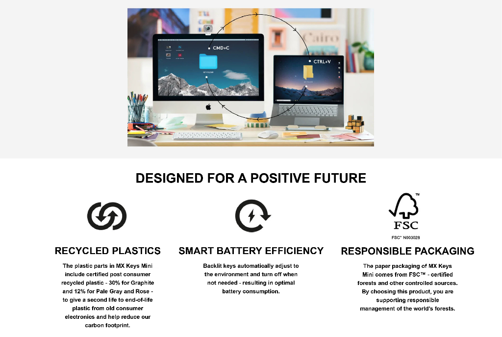 LOGITECH MX KEYS MINI Wireless Keyboard with Easy-Switch Keys, Smart ...