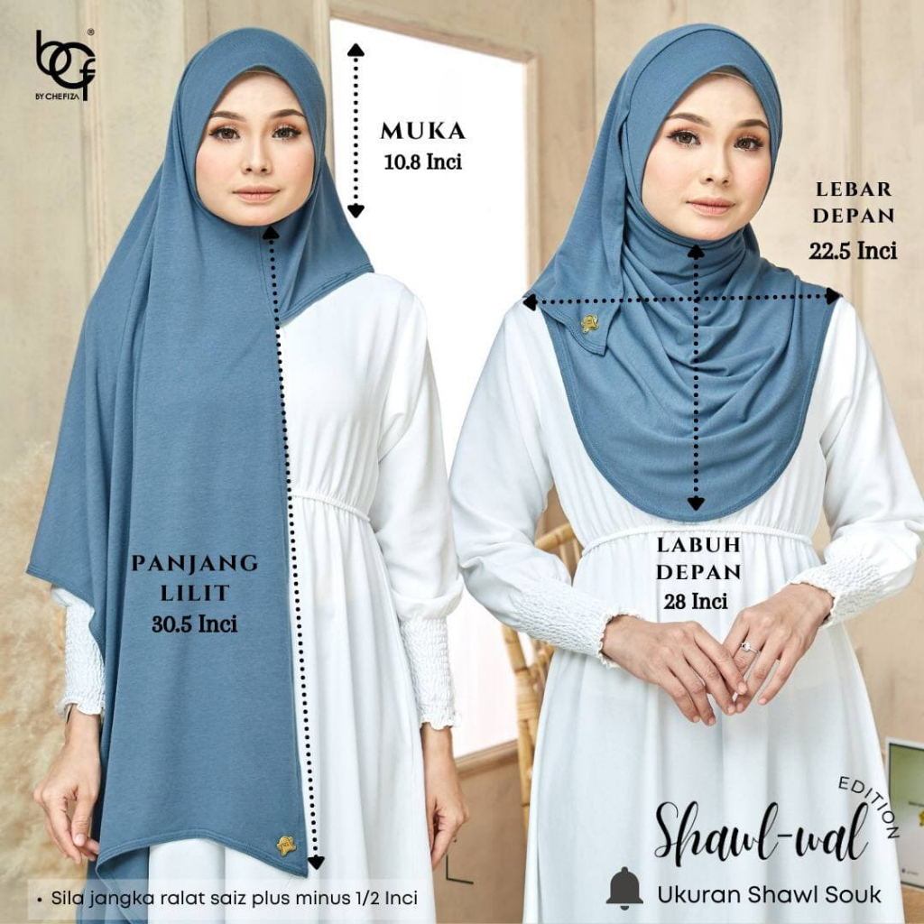 Bawal Shawl Souk Tudung Instant Cotton Plain BCF Bychefiza | Shopee ...