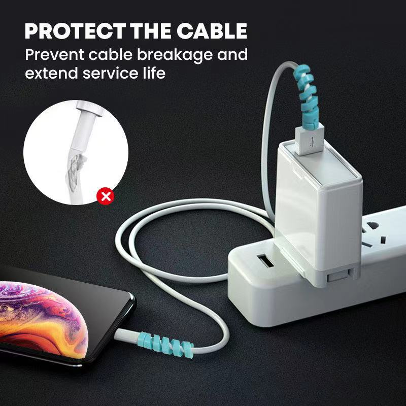 10PCS Universal Silicone Spiral USB Charge Cable Cord Protector Saver ...