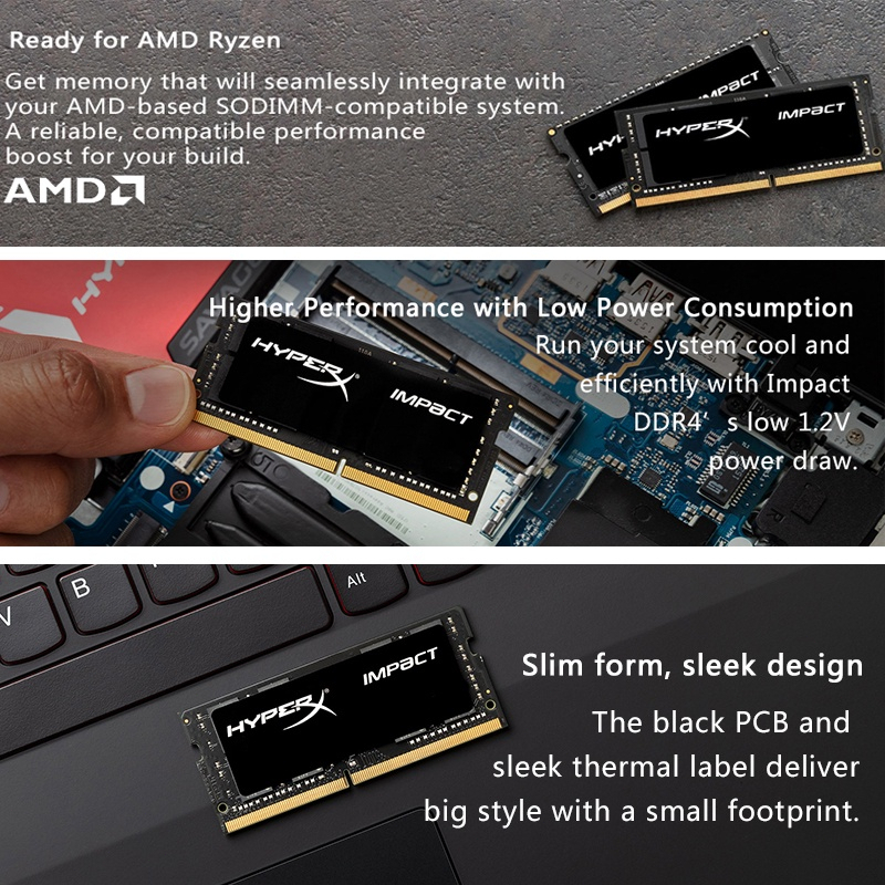 HyperX Impact DDR4 Laptop RAM 4GB 8GB 16GB 3200MHz 2400MHz 2666MHz 2133MHz 1.2V SODIMM PC4 ...