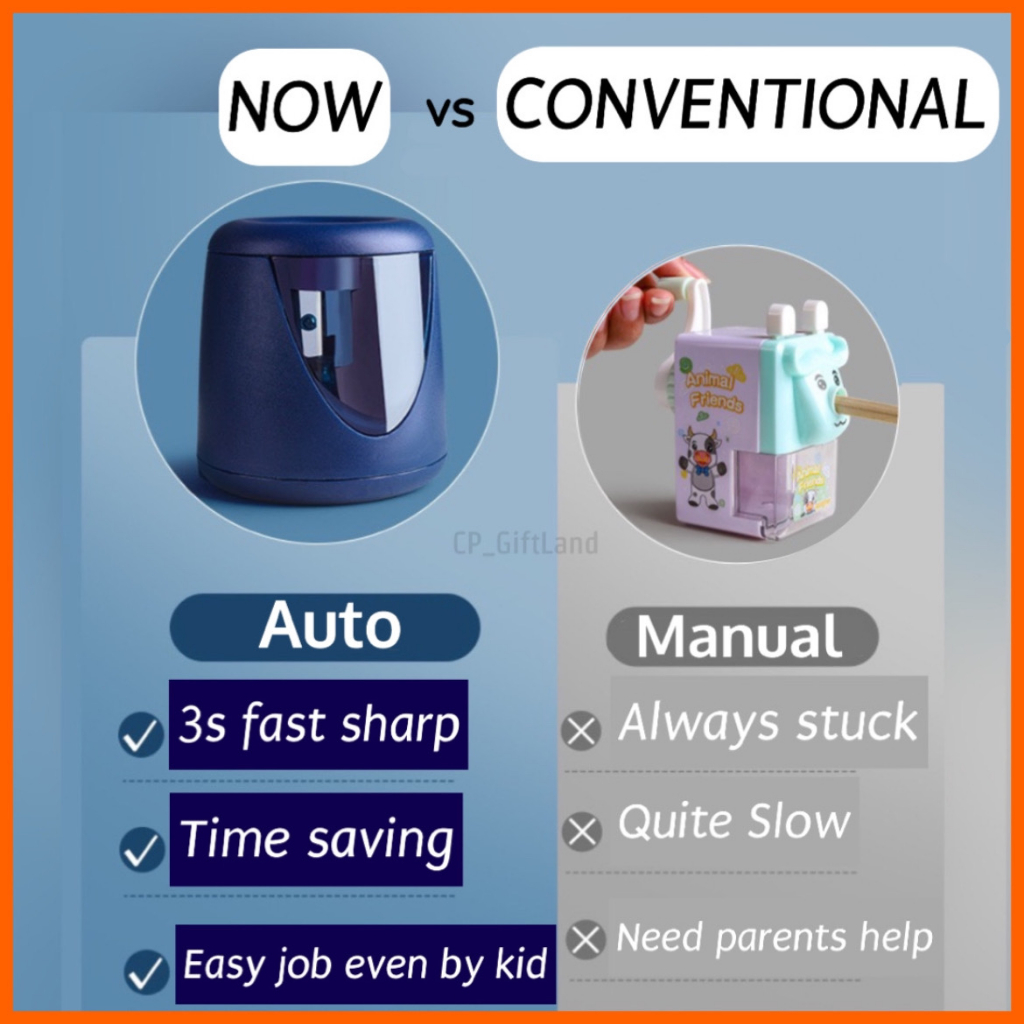 Automatic Pencil Sharpener 3sec USB Battery Electric Pencil Sharpener ...